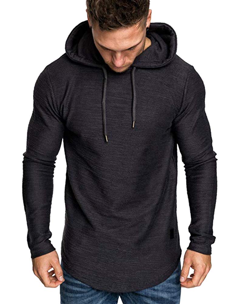 Lexiart Mens Fashion Athletic Hoodies Sport Sweatshirt Solid Color Fleece Pullover Black 3XL