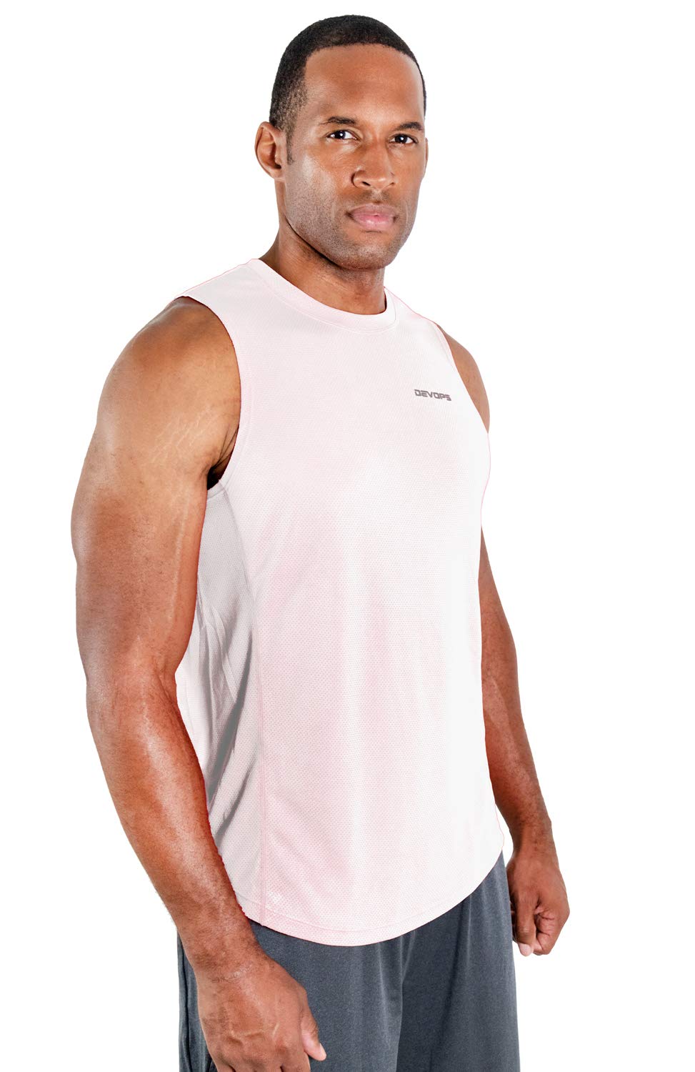 DEVOPS 3 Pack Men's Muscle Shirts Sleeveless Dry Fit Gym Workout Tank Top (X-Large, Black/Gray/White)