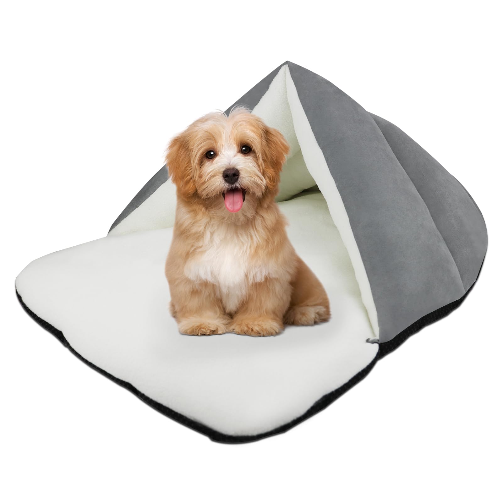 YUNNARL Pet House, Cat & Dog Cave Bed - Ultra Soft Polar Fleece, Waterproof, Washable - 25x20 Inches, Gray