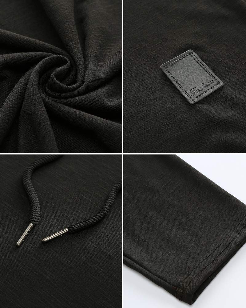 Lexiart Mens Fashion Athletic Hoodies Sport Sweatshirt Solid Color Fleece Pullover Black 3XL