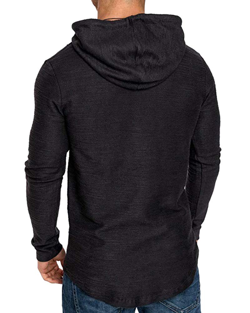 Lexiart Mens Fashion Athletic Hoodies Sport Sweatshirt Solid Color Fleece Pullover Black 3XL