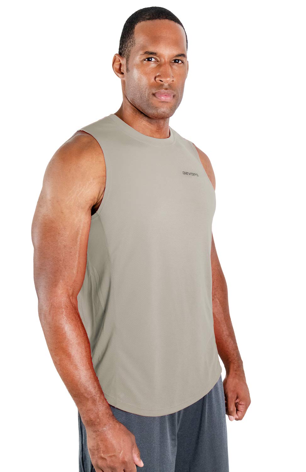 DEVOPS 3 Pack Men's Muscle Shirts Sleeveless Dry Fit Gym Workout Tank Top (X-Large, Black/Gray/White)