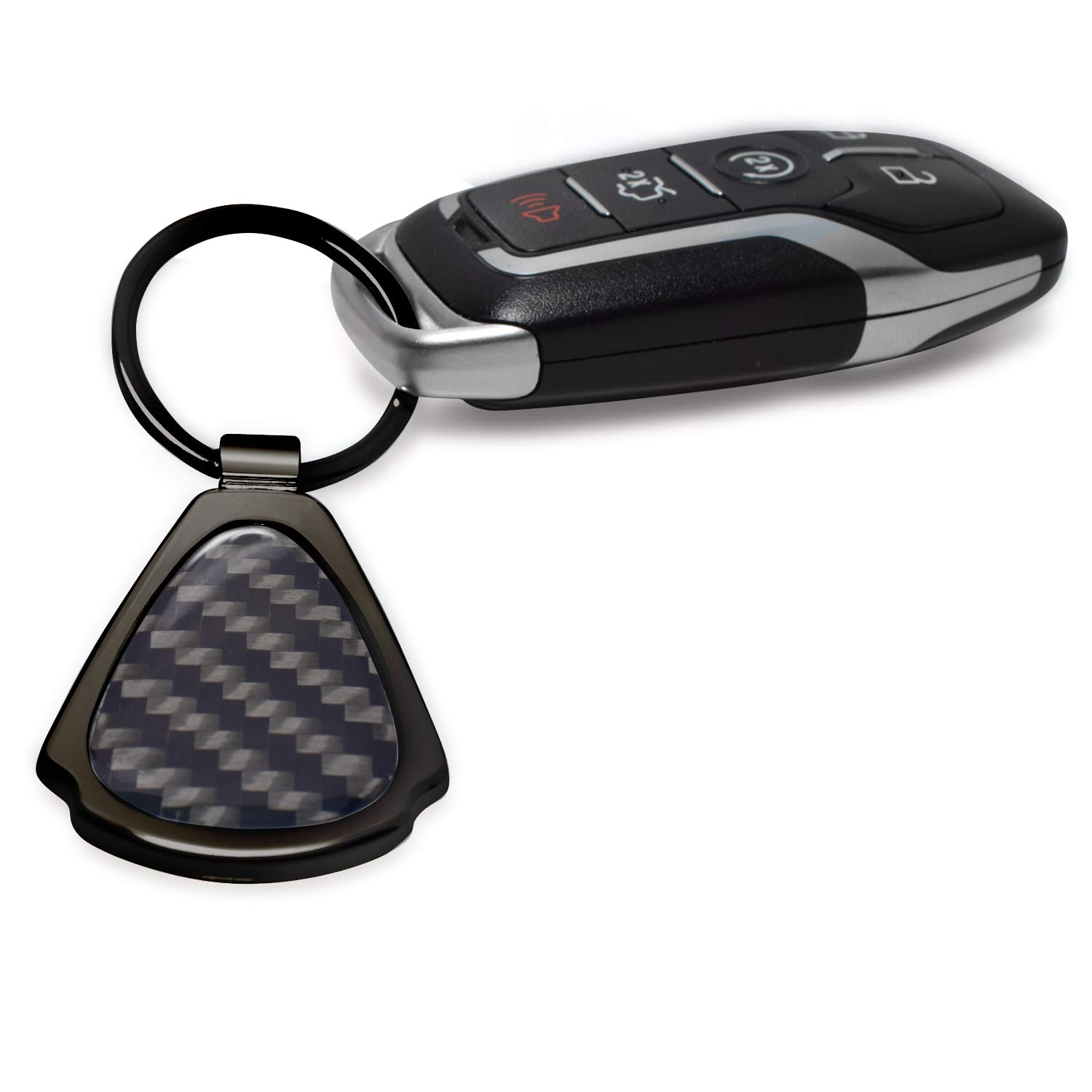 iPick Image Compatible with Honda Pilot Real Black Carbon Fiber Gunmetal Black Metal Teardrop Key Chain