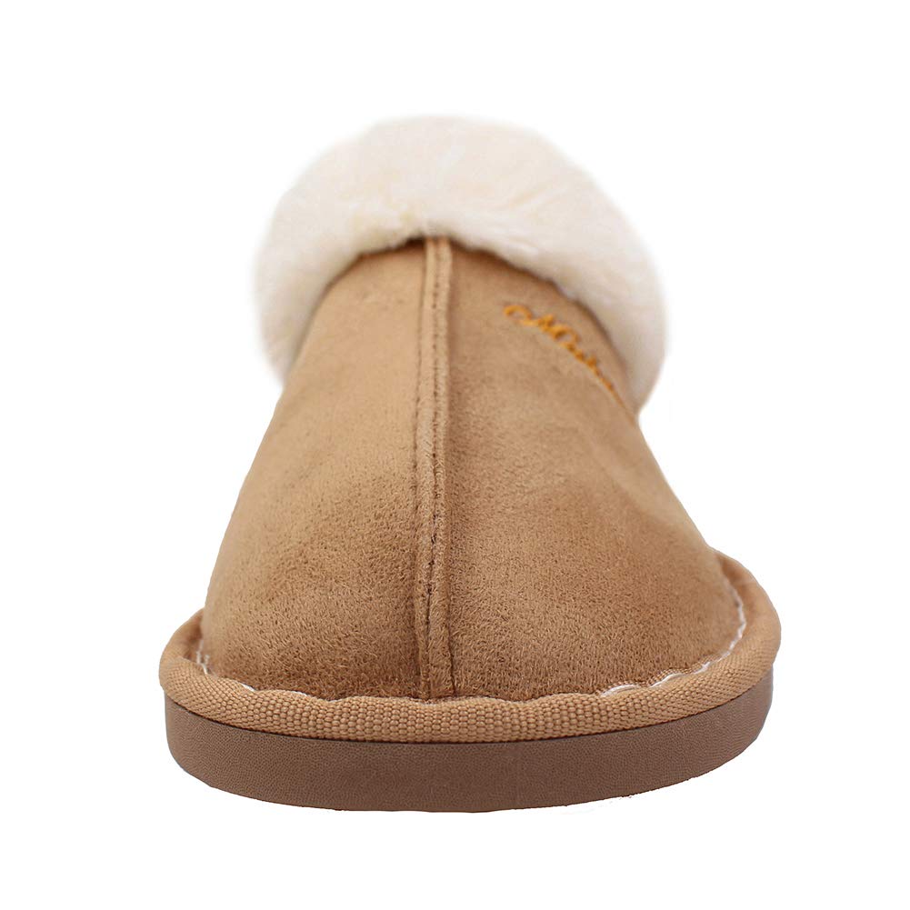 SUSHAN Womens Slippers Soft Plush Warm House Shoes Anti-Slip Fluffy Indoor/Outdoor Slippers Tan 40-41