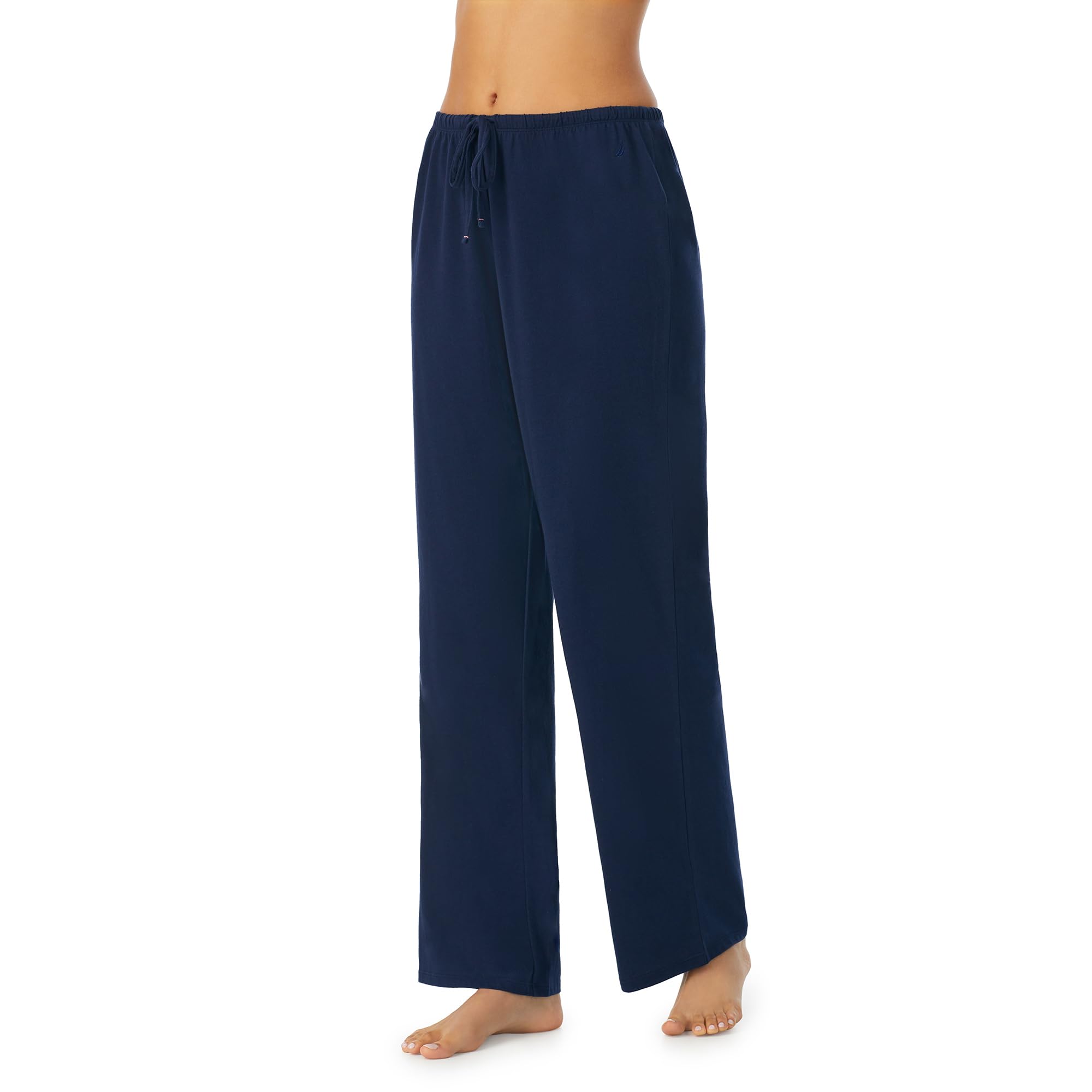 Nautica Womens Sleep Pants - Long Length, Breathable Pajama Bottoms - Cotton Knit Jersey Sleepwear and Loungewear - Navy - 3X