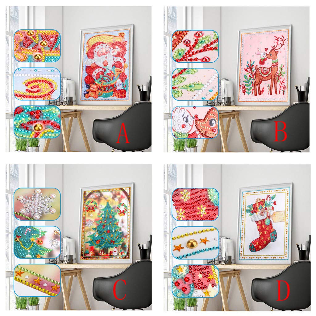 Dergo ☀ Special Shaped Diamonds Painting DIY 5D Partial Drill Cross Stitch Kits Crystal Rhinestone of Picture Serial Diamond Embroidery Arts Craft (C)