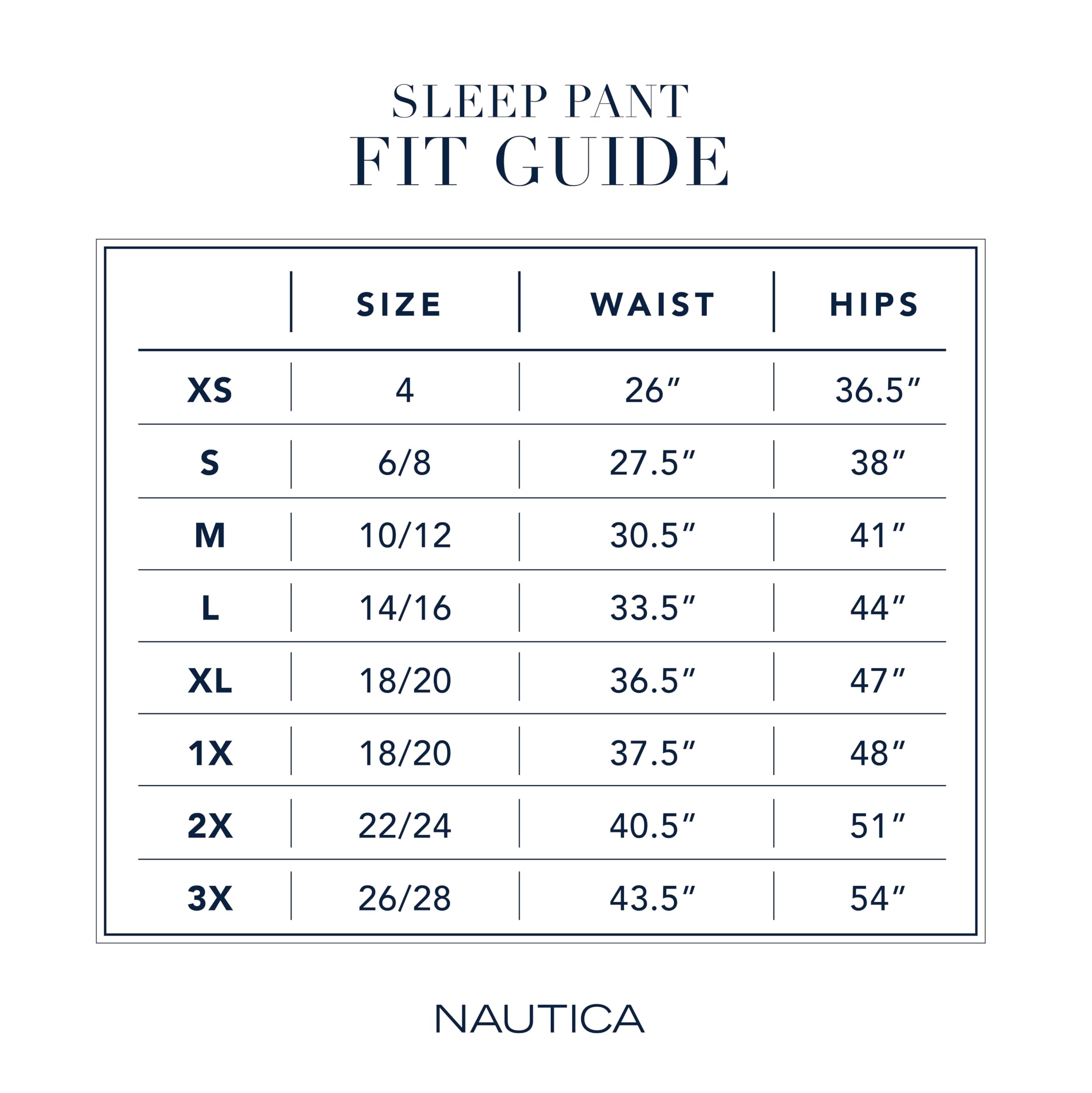 Nautica Womens Sleep Pants - Long Length, Breathable Pajama Bottoms - Cotton Knit Jersey Sleepwear and Loungewear - Navy - 3X
