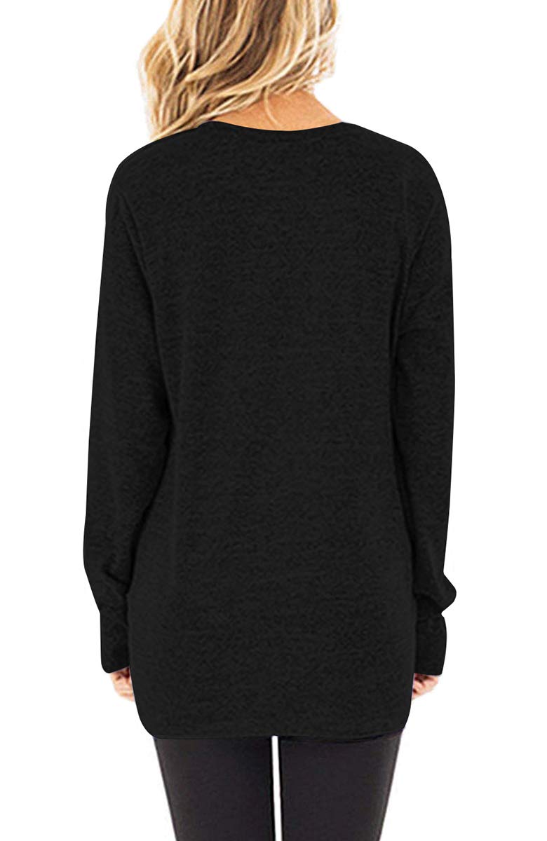Jescakoo Tunic Tops for Leggings for Women Fall V Neck T Shirts Pullover Long Sleeve Black XL