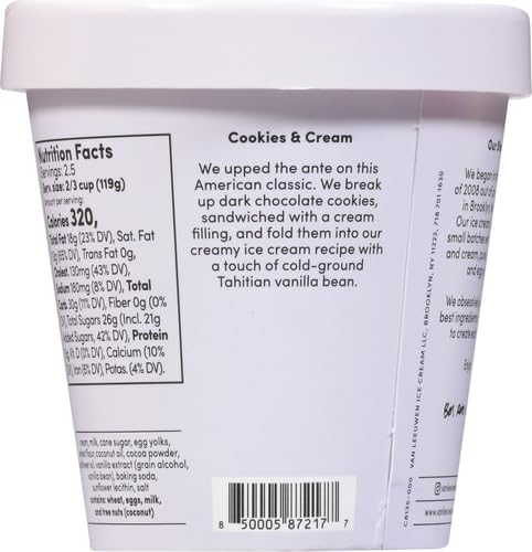 Van Leeuwen Premium Cookies & Cream French Ice Cream, 14 oz (Frozen)