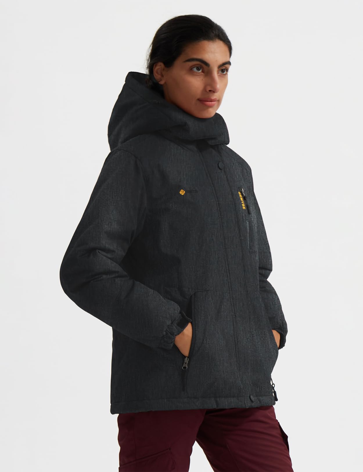 GEMYSE Women's Mountain Waterproof Ski Snow Jacket Rain Winter Jacket Coat Hooded Windproof Parka(Graphite Grey,Large)