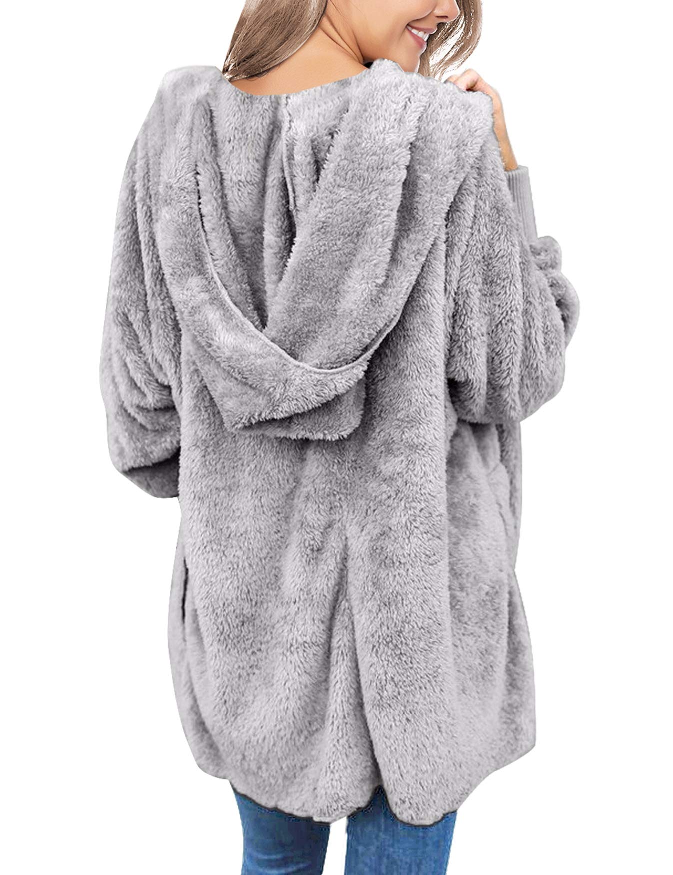 luvamia Women Coat Outfits Cardigan Women's Cardigans Woman Coats and Jackets Sherpa Jacket Women Quite Gray Size Small Size 4 Size 6