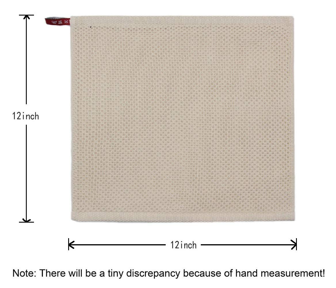 Mia'sDream Natural Cotton Dish Cloths Dish Rags, Waffle Weave Kitchen Dish Towels, Soft Dish Cloths for Washing Dishes, Absorbent Kitchen Hand Towel Washcloths, 12inchx12inch 6 Pack (Beige)