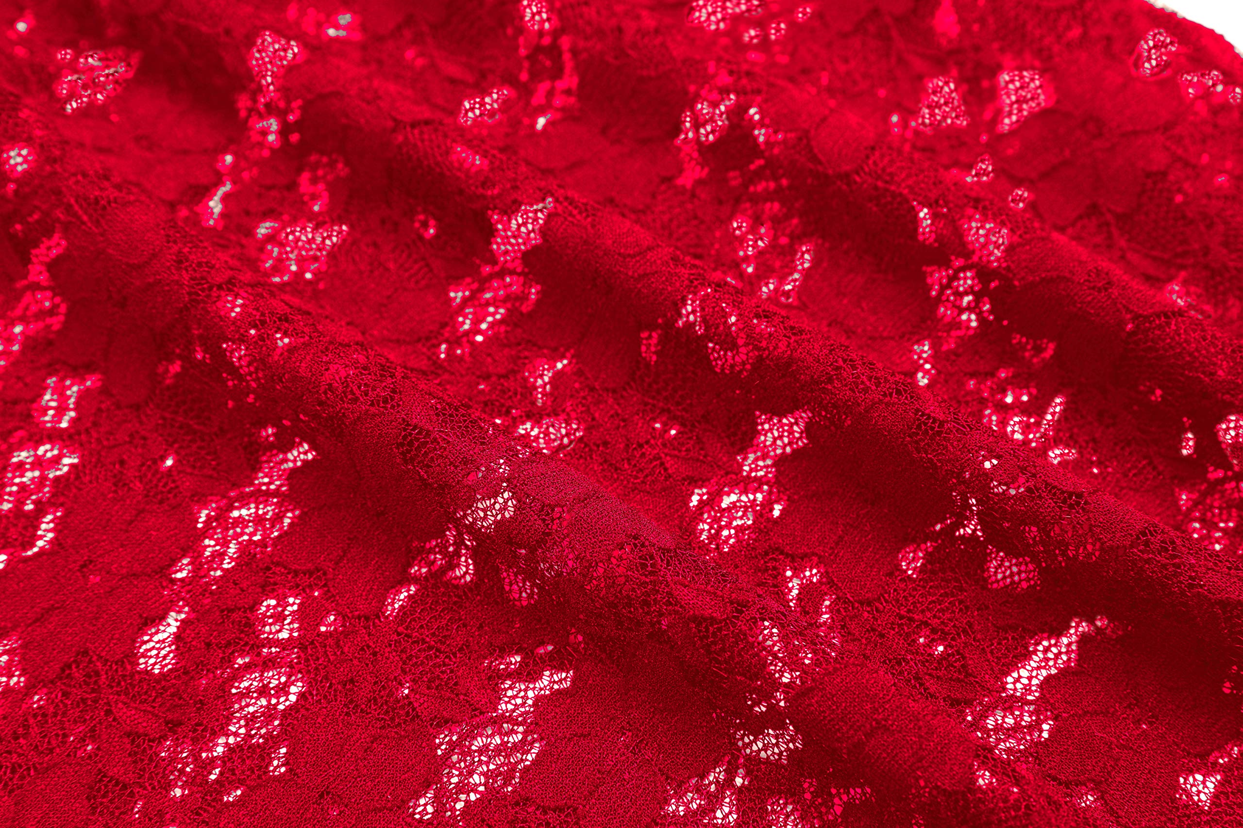 Women's Plus Size Chemise Floral Lace Lingerie Sexy Bodysuit Mesh Babydoll Sleepwear (R007,Red2, X-Large)