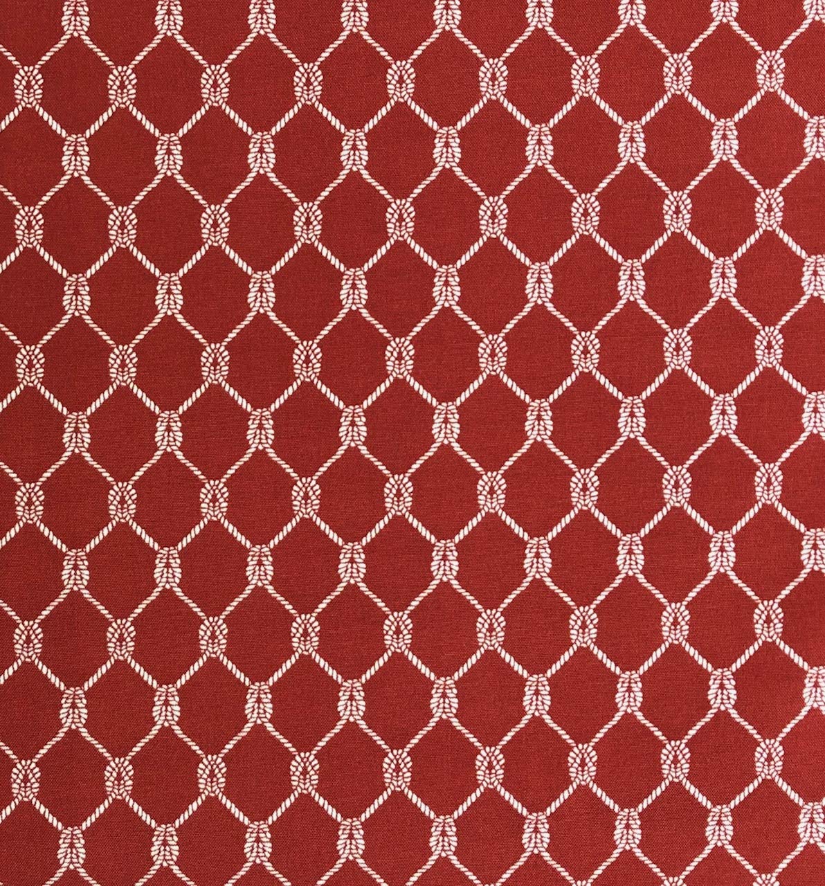 1 Yard - Square Knots Nautical Rope on Red Indoor/Outdoor Upholstery Fabric (Great for Upholstery, Valances, Draperies, Craft Projects, Throw Pillows & More) 1 Yard x 54"