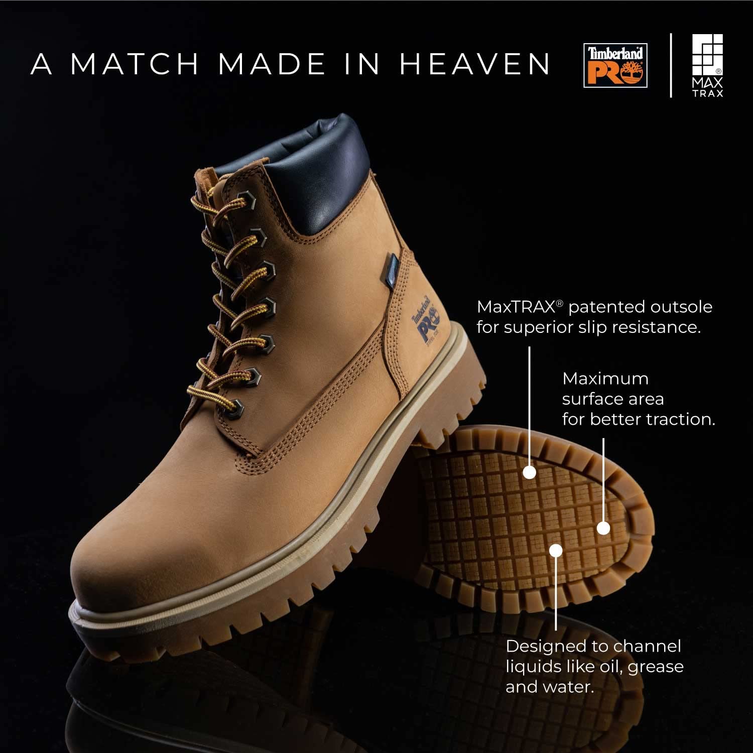 Timberland PRO 6IN Direct Attach Men's, Wheat, Steel Toe, EH, MaxTRAX Slip Resistant, WP Boot (8.0 M)