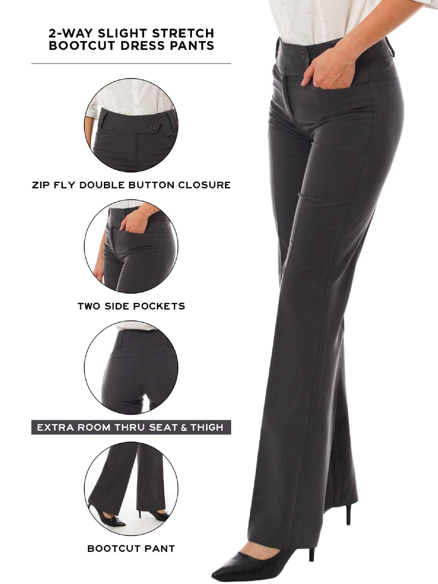 Design by Olivia Women's Relaxed Boot-Cut Office Pants Trousers Slacks Khaki L