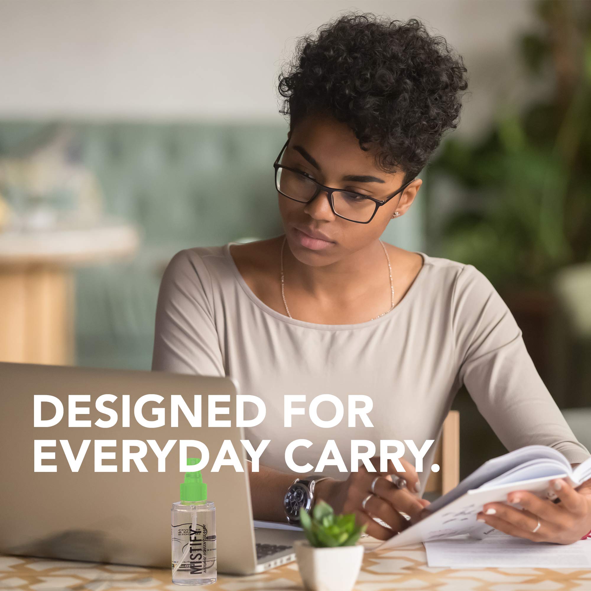 Mistify Screen cleaner (4oz) natural spray with microfiber cloth. Ideal for cleaning laptops, phones, tablets, computers, TVs, keyboards, ipads, macbook, touchscreens.