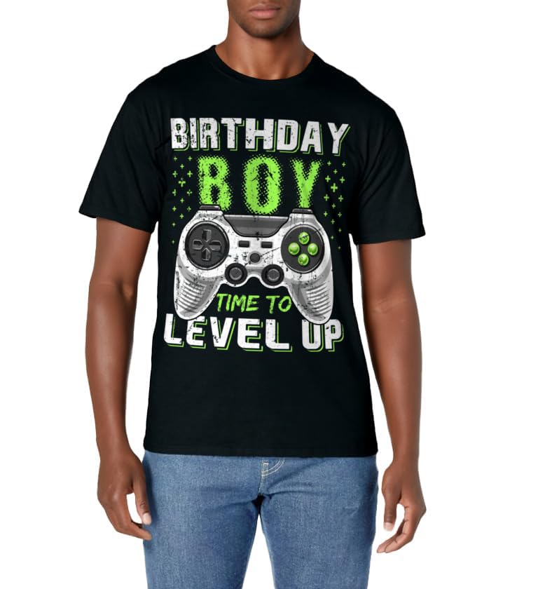 Level Up Birthday Boy Video Game T-Shirt - Classic Fit, Black, Kids Party Gift