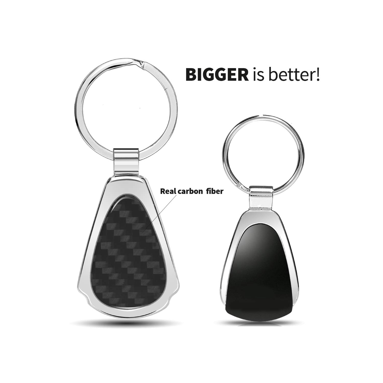 iPick Image Compatible with Honda in Red Civic Real Black Carbon Fiber Chrome Metal Teardrop Key Chain
