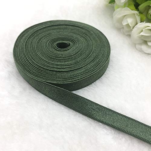 Jammas 5 yds 3/8" Dark Green Spandex Ribbon Multirole Fold Over Elastic Band for Sewing Ties Hair Accessories Waist Garment Accessory - (Color: Dark Green)