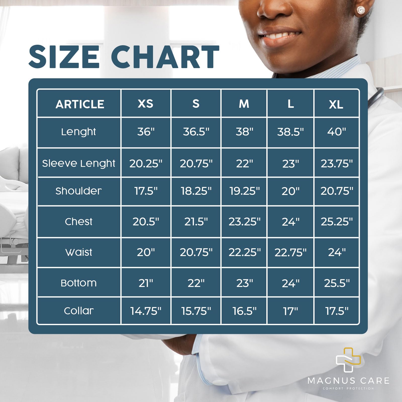 Magnus Care Professional Lab Coat for Women & Men, White Unisex Labcoat, Cotton Poly Medical Doctor Nurse Med Laboratory Coat