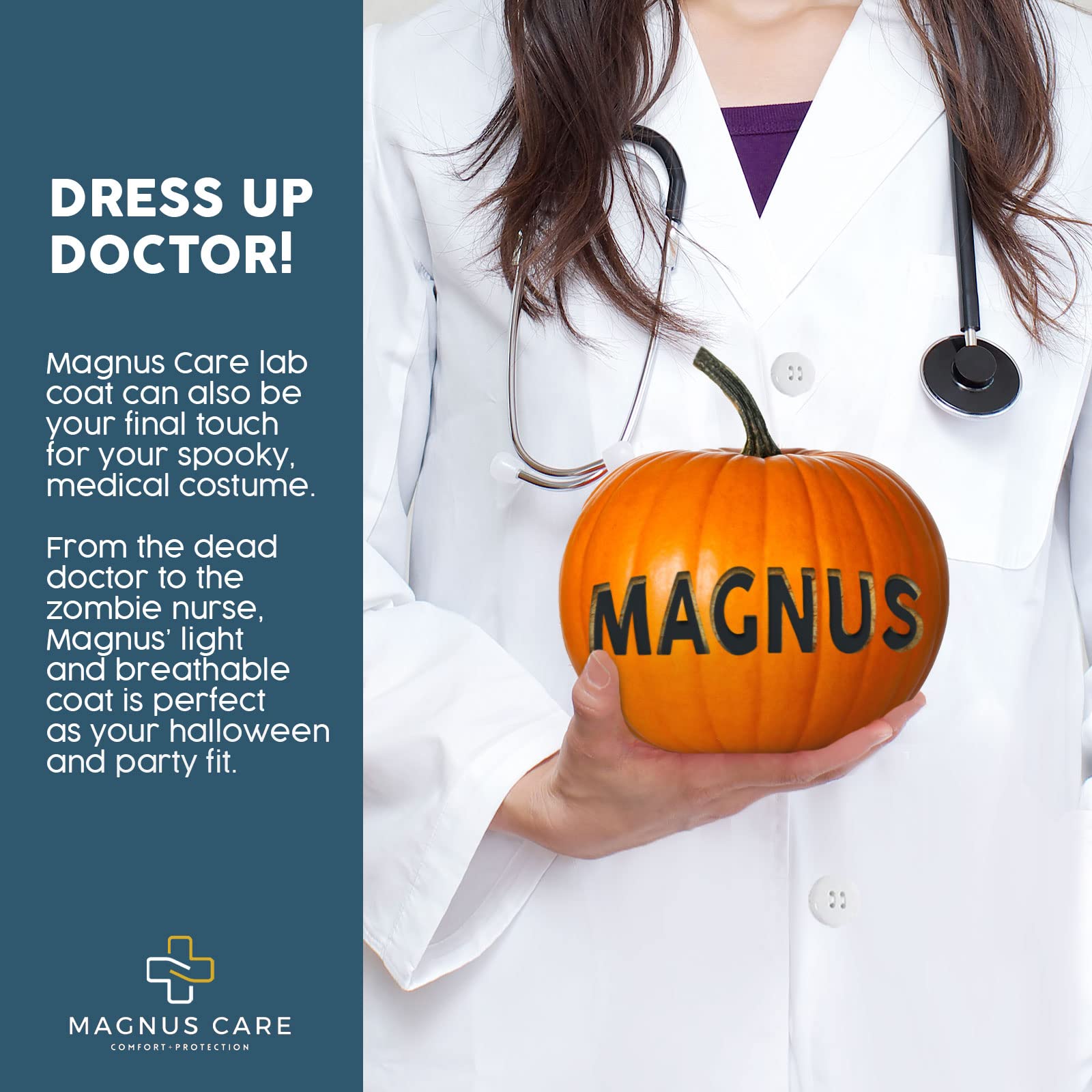 Magnus Care Professional Lab Coat for Women & Men, White Unisex Labcoat, Cotton Poly Medical Doctor Nurse Med Laboratory Coat