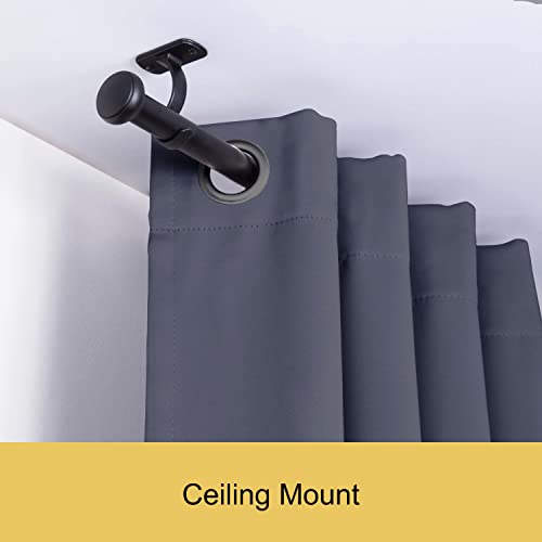 Kenney Weaver 1" Indoor/Outdoor Rust-Resistant Ceiling or Wall-Mount Window Curtain Rod, 72-144", Black