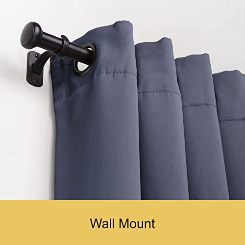 Kenney Weaver 1" Indoor/Outdoor Rust-Resistant Ceiling or Wall-Mount Window Curtain Rod, 72-144", Black