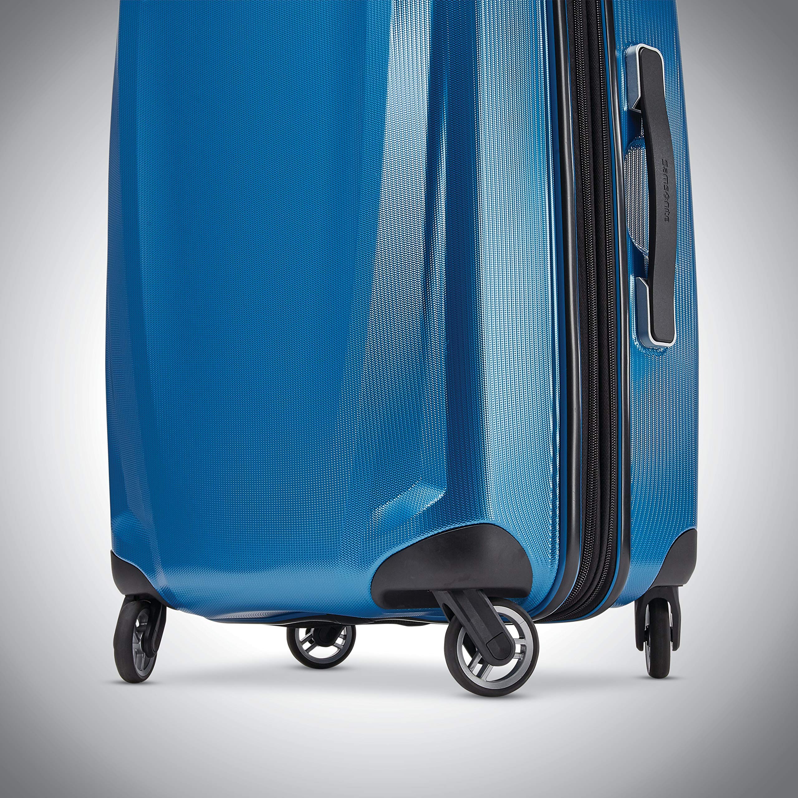 Samsonite Winfield 3 DLX Hardside Expandable Luggage with Spinners, Blue/Navy, Checked-Medium 25-Inch