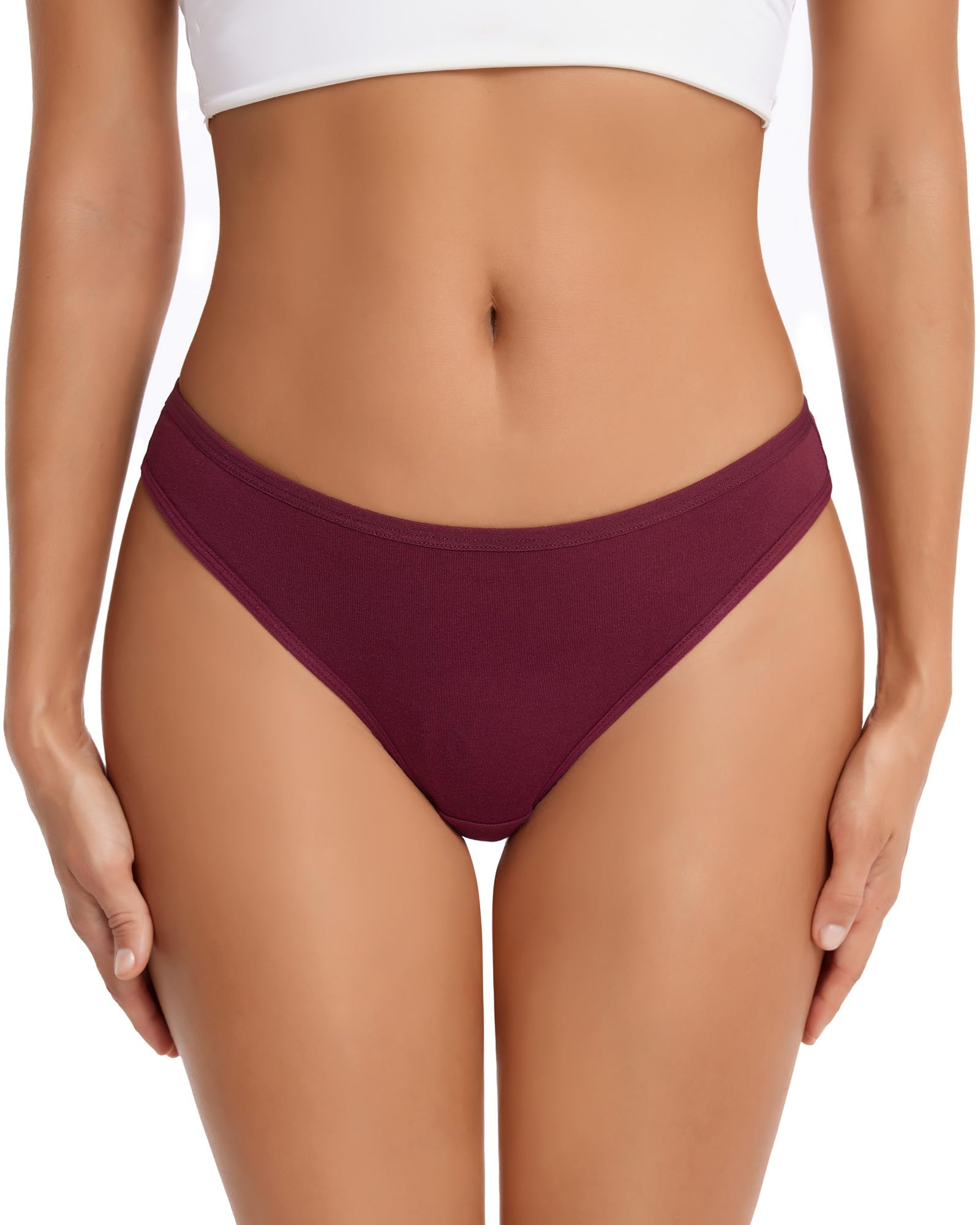 ANZERMIX Women's Breathable Cotton Thong Panties Pack of 6 (6-pack Dark Vintage, Small)