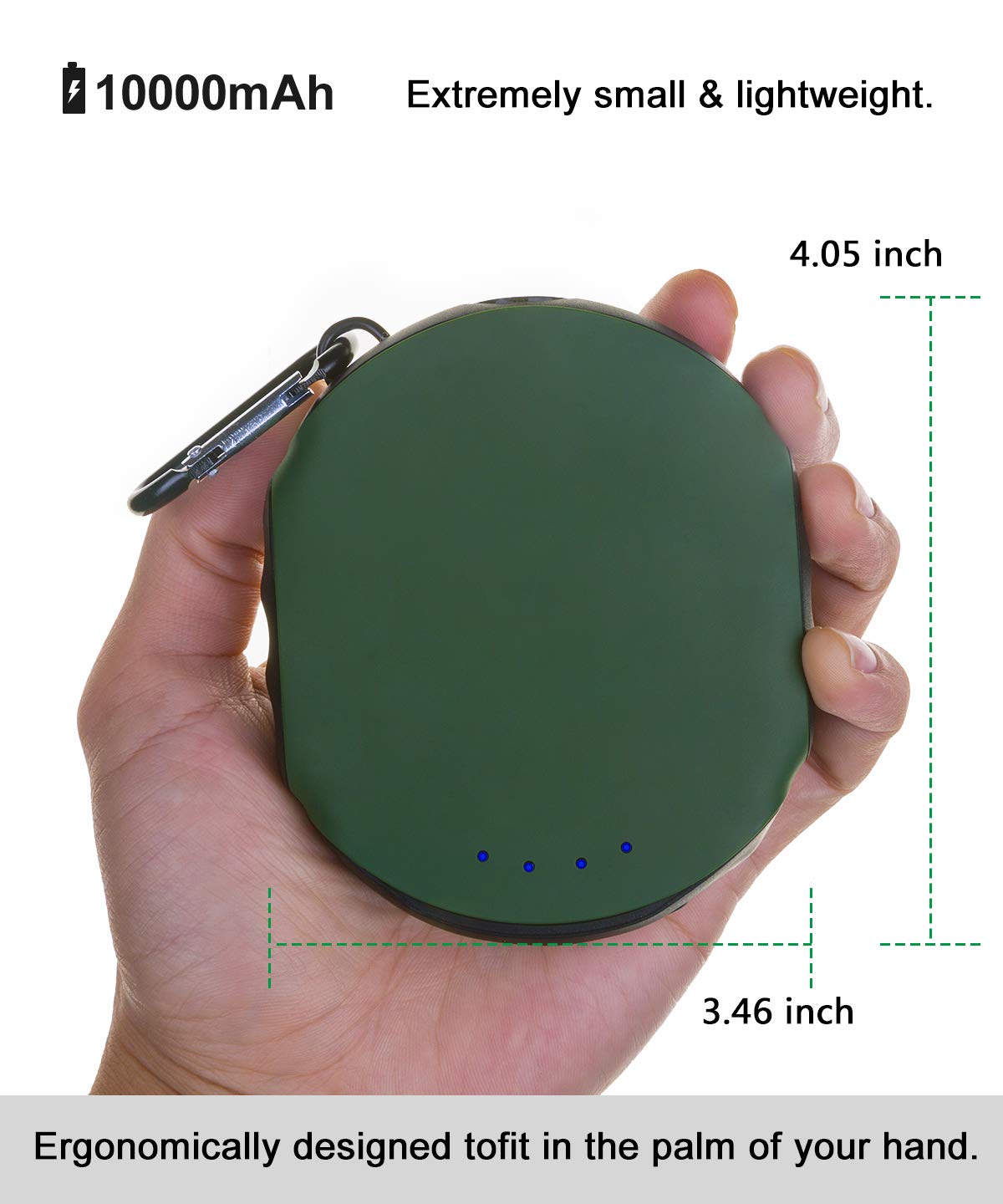 ABFOCE Waterproof Portable Charger 10000mAh Outdoor Power Bank One of The Smallest and Lightest Battery Pack LED Compass High-Speed ​​Charge Compatible for iPhone Android Samsung-Green
