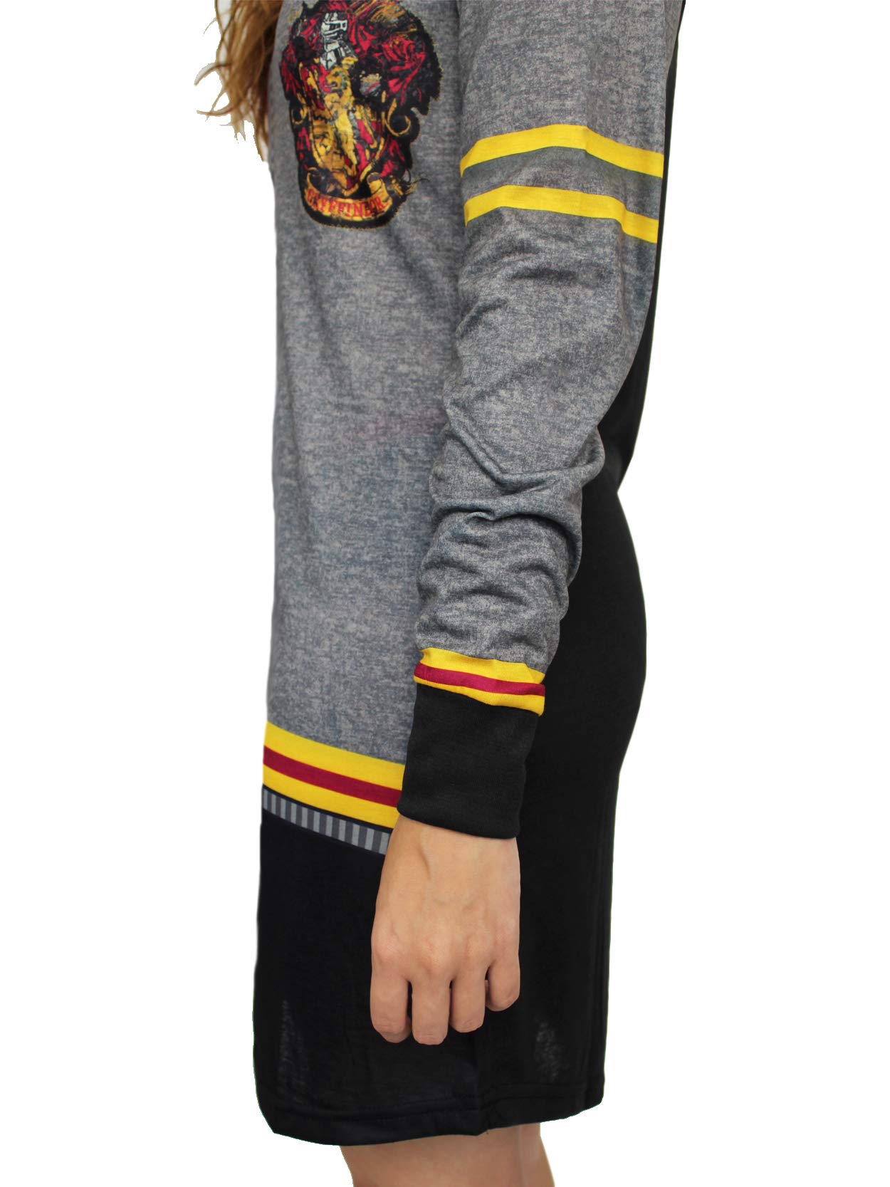 Harry Potter Hogwarts Gryffindor Women's Long Sleeve Nightgown Pajamas (X-Small, Black/Grey)