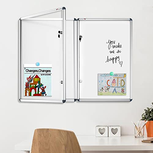 VIZ-PRO Tamperproof Lockable Magnetic Dry Erase Board Class 1 Aluminium Framed 48x24 Inches