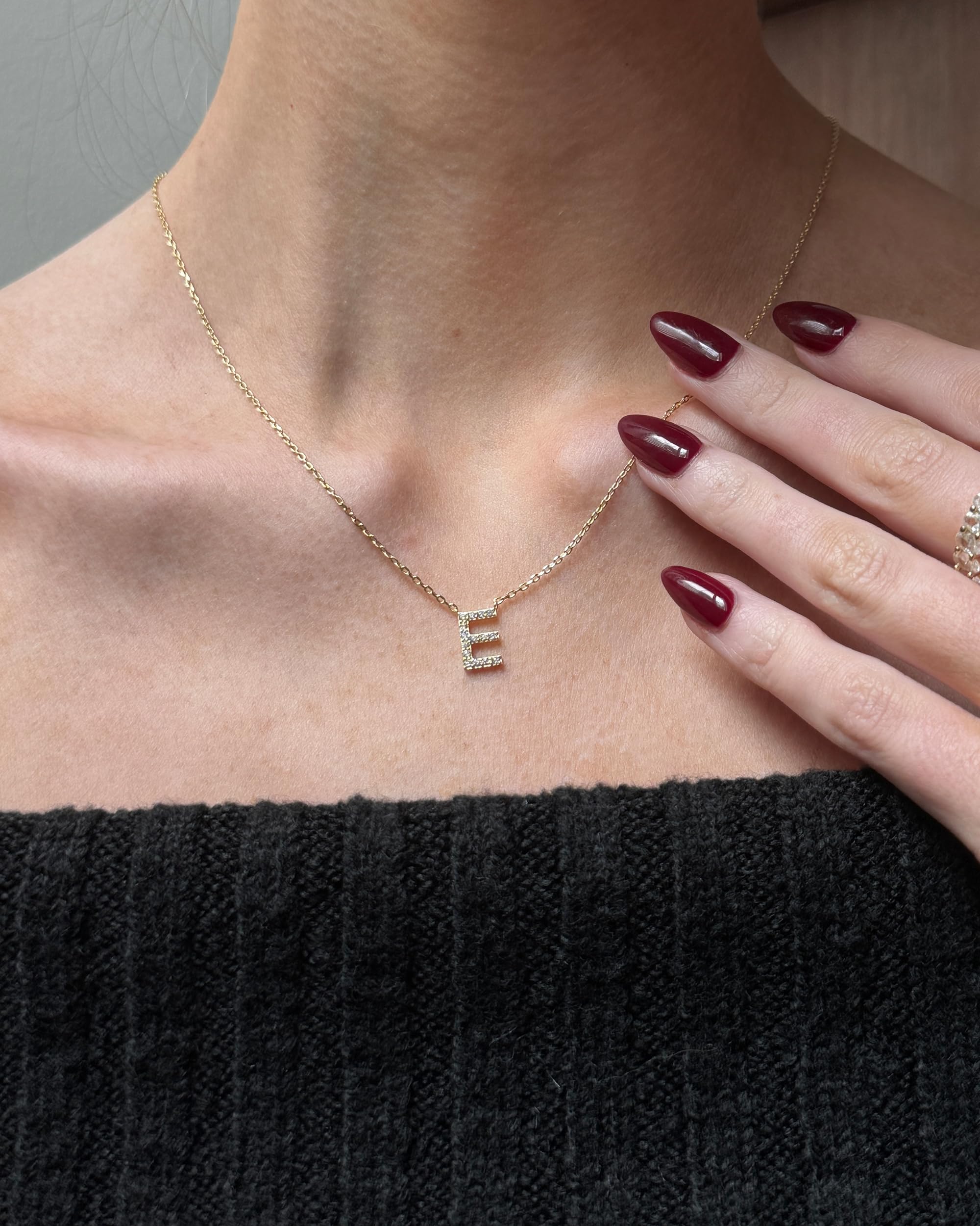 PAVOI 14K White Gold Plated Cubic Zirconia Initial Necklace | Letter Necklaces for Women | S Initial