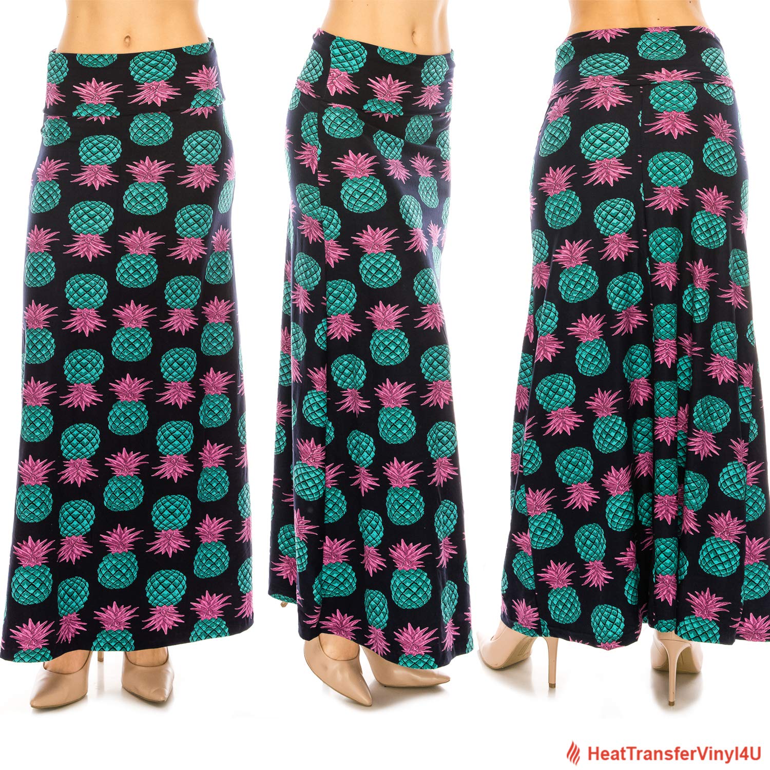 Eevee Women's Fold Over Maxi Skirt (ONE Size) - Blue Pineapple