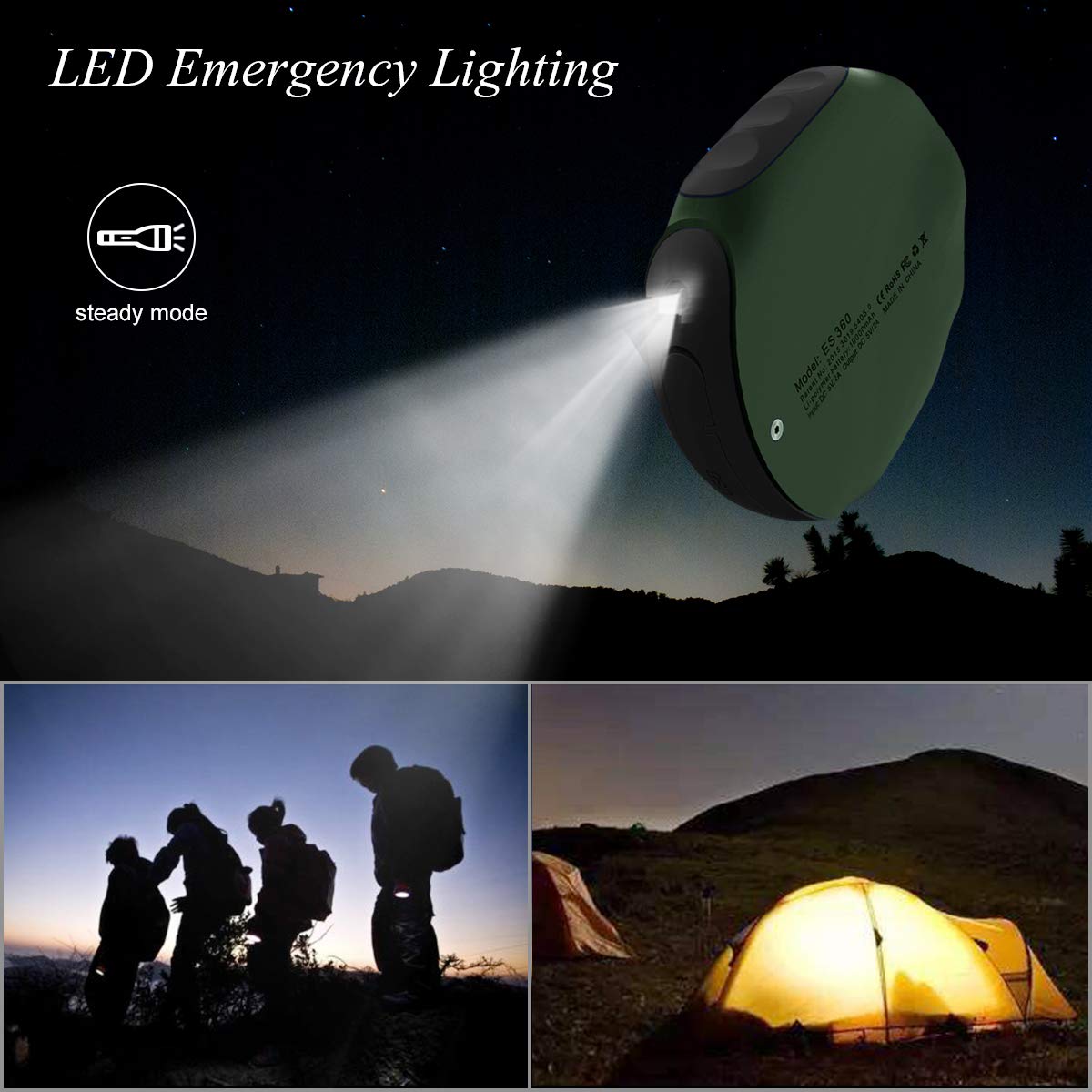 ABFOCE Waterproof Portable Charger 10000mAh Outdoor Power Bank One of The Smallest and Lightest Battery Pack LED Compass High-Speed ​​Charge Compatible for iPhone Android Samsung-Green