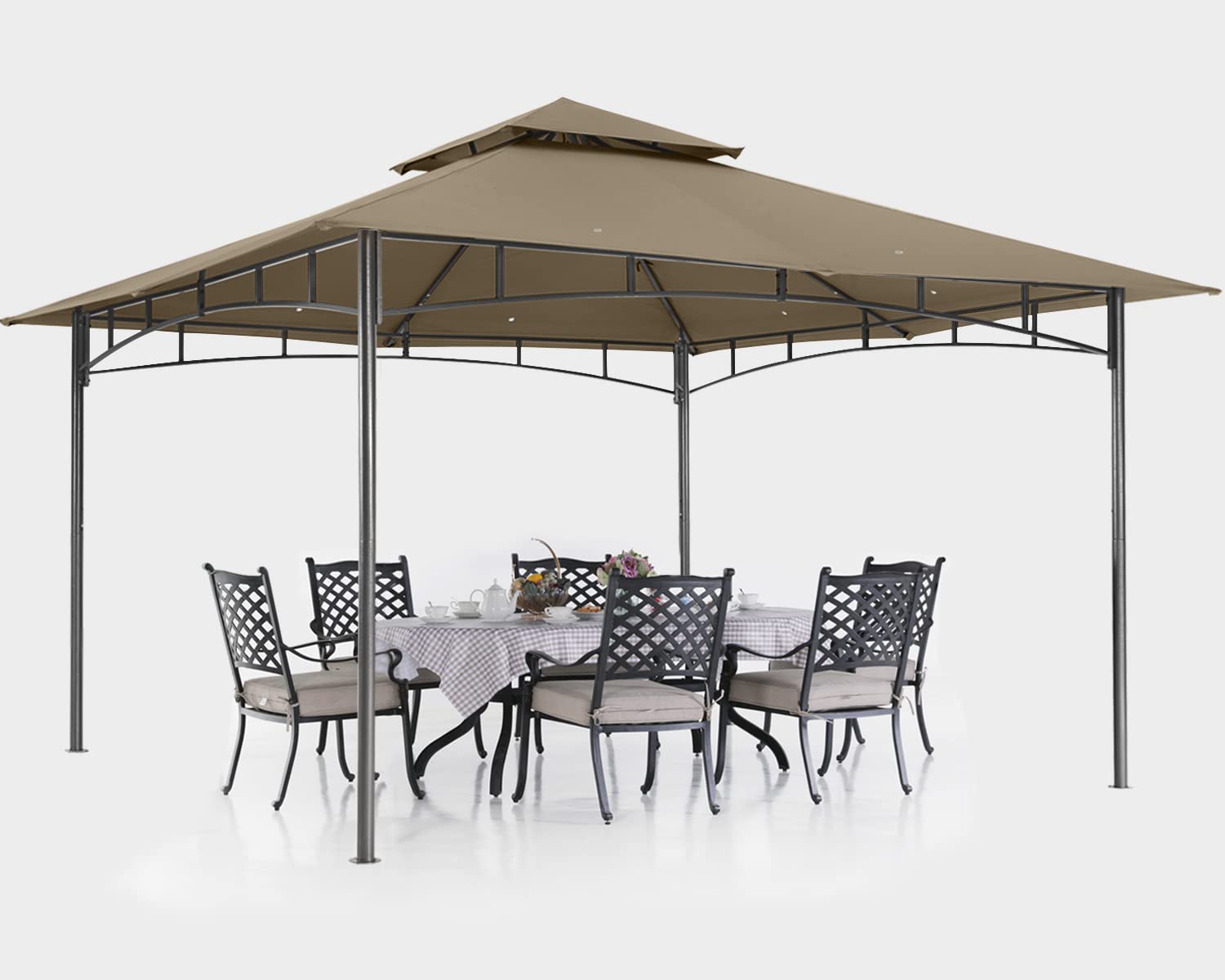 ABCCANOPY Gazebos for Patios 10x12 - Outdoor Steel Frame Gazebo for Lawn Backyard Garden Deck (Khaki)