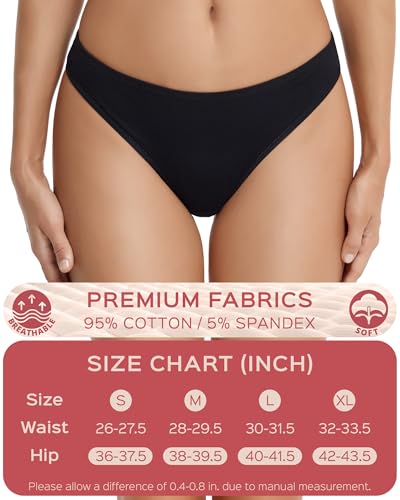 ANZERMIX Women's Breathable Cotton Thong Panties Pack of 6 (6-pack Dark Vintage, Small)