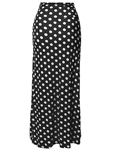 Stylish Fold Over Flare Long Maxi Skirt Black White S
