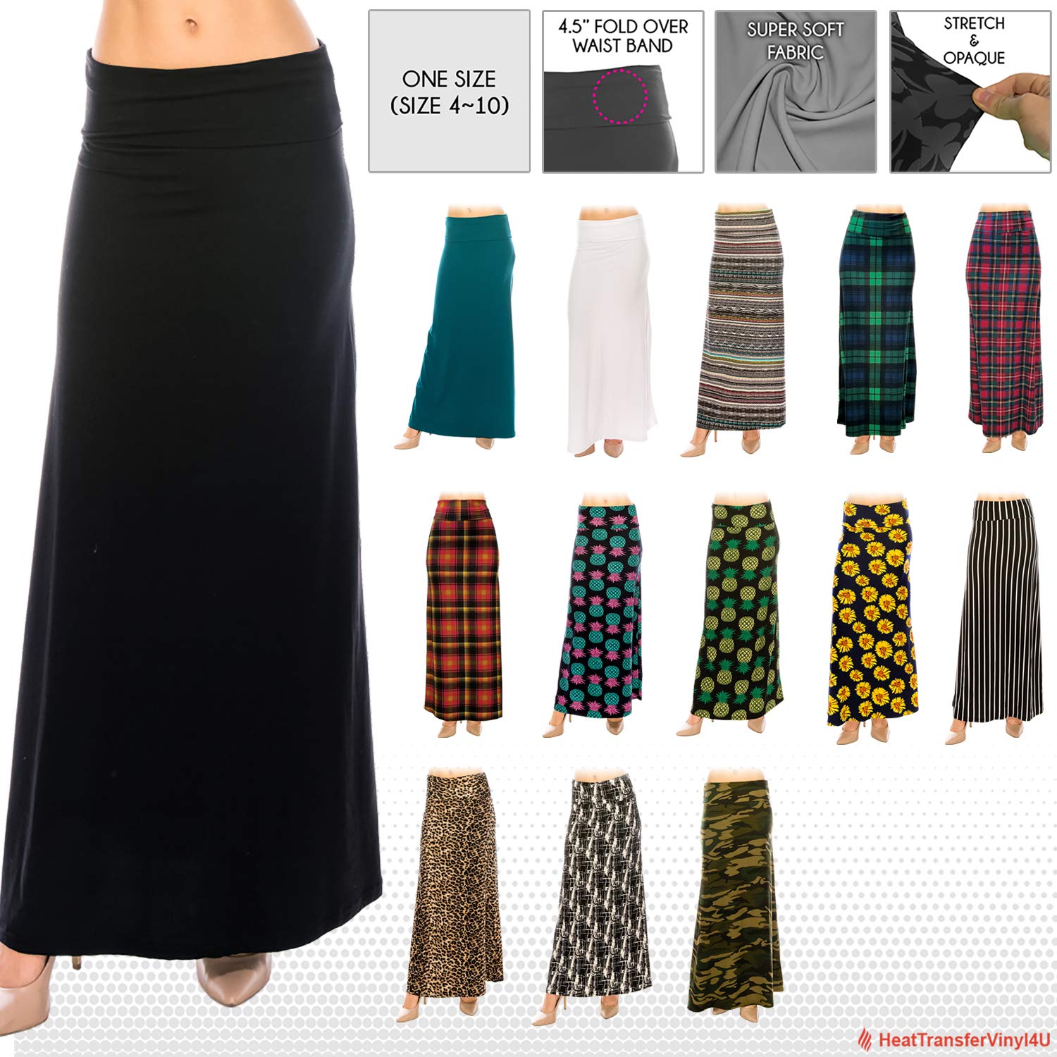 Eevee Women's Fold Over Maxi Skirt (ONE Size) - Blue Pineapple