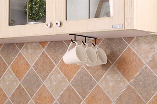 Coffee Mug Holder - 304 Stainless Steel ,Cup Rack Under Shelf, Fit for The Cabinet 0.8" or Less(Black, 2 Pieces)
