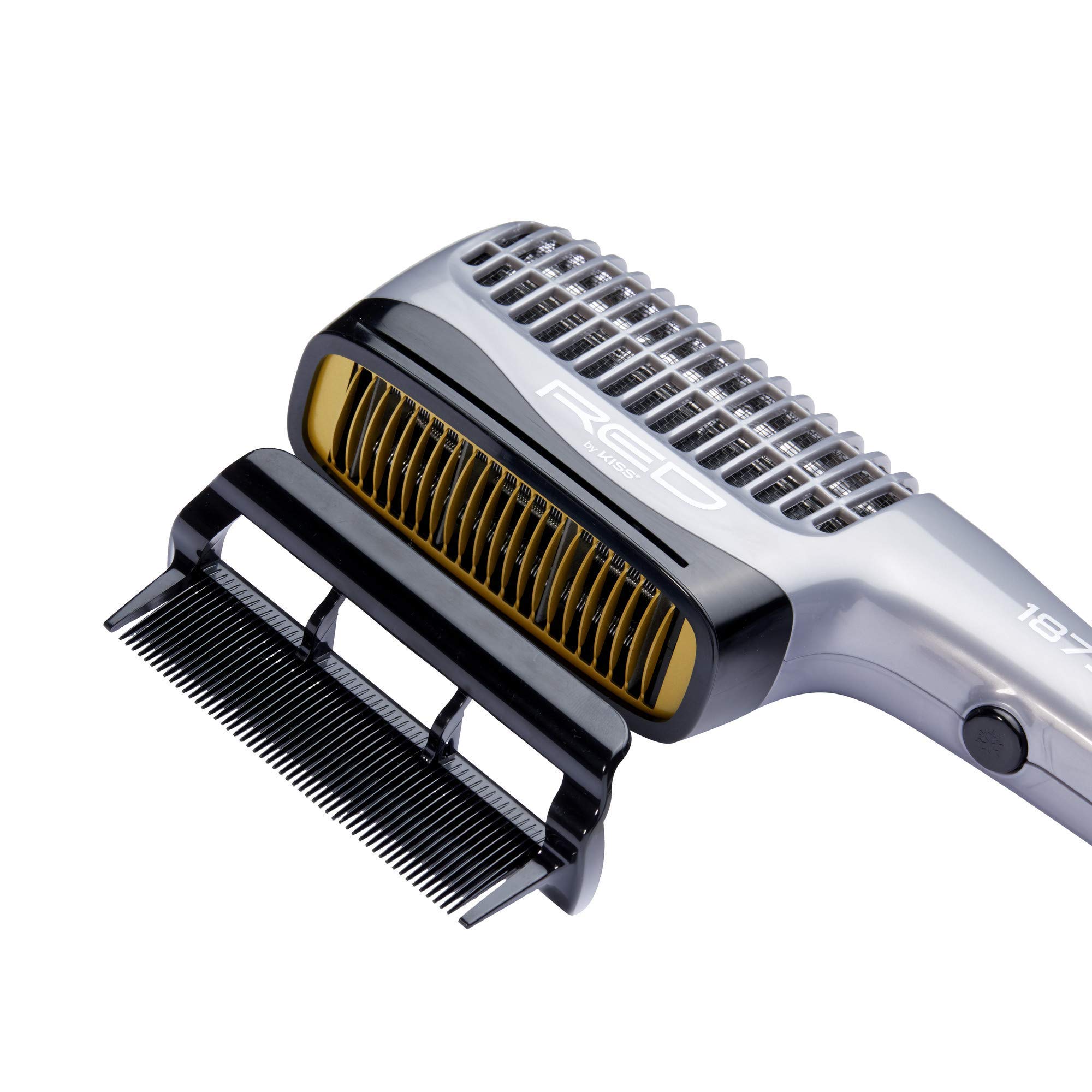 RED by KISS 1875 Ceramic Ionic Hair Styler with Detangler Pik, Professional Quick Blow Dry Comb, 4 Heat/Speed Settings, Cool Shot Button, Ideal for Curling & Straightening