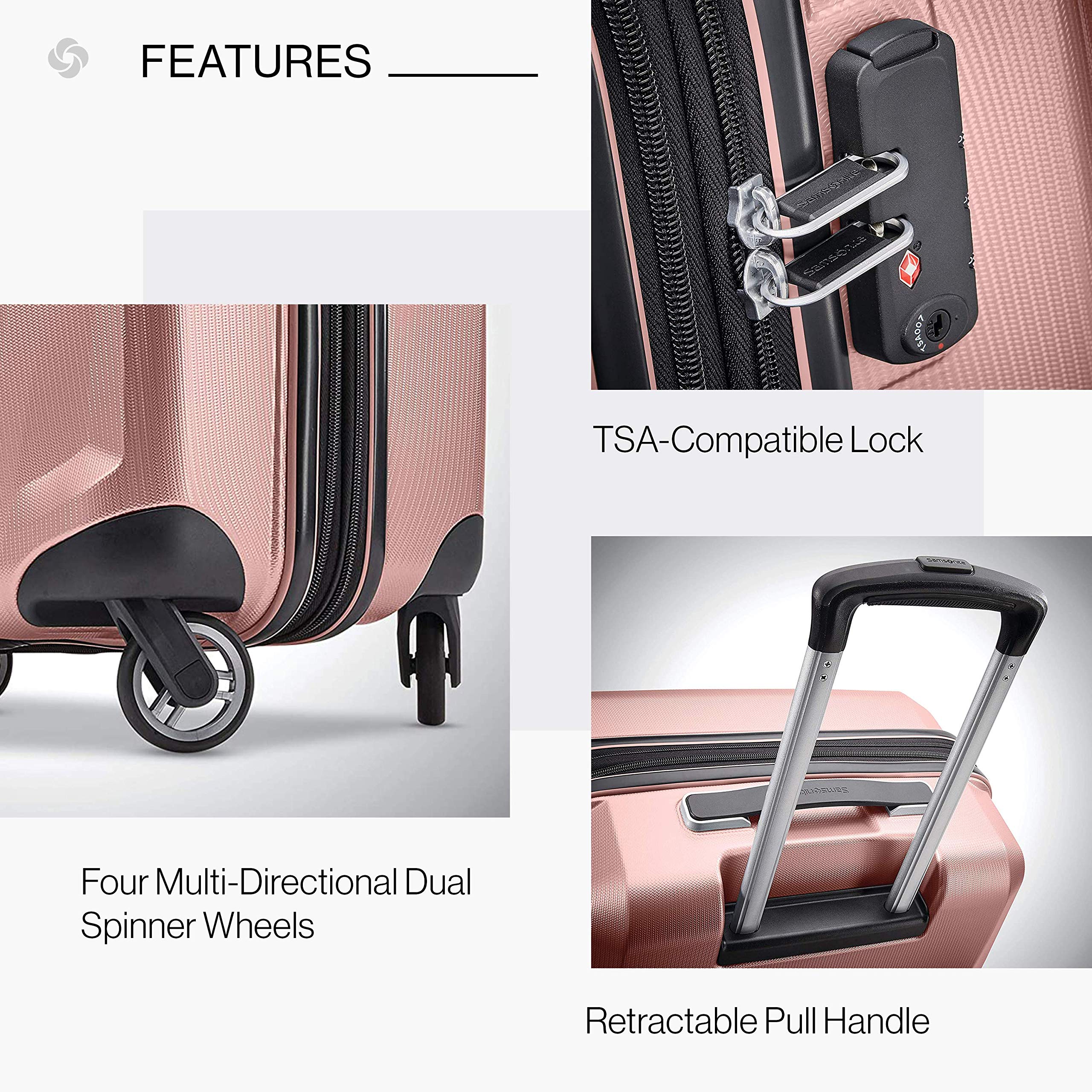 Samsonite Winfield 3 DLX Hardside Expandable Luggage with Spinners, Checked-Medium 25-Inch, Rose