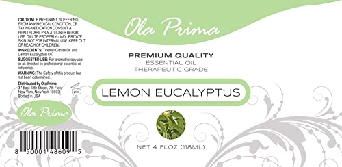 Ola Prima Lemon Eucalyptus Essential Oil – Therapeutic Grade for Aromatherapy, Diffuser, Relaxation, Cosmetic Making, Dropper – 4 fl oz – Eucalyptus Lemon Scent Aromatherapy Oil