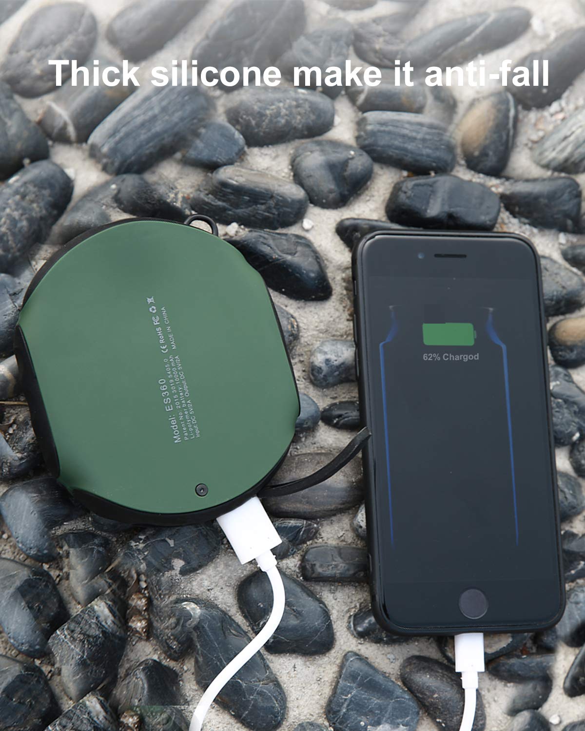 ABFOCE Waterproof Portable Charger 10000mAh Outdoor Power Bank One of The Smallest and Lightest Battery Pack LED Compass High-Speed ​​Charge Compatible for iPhone Android Samsung-Green