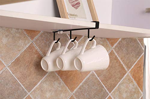 Coffee Mug Holder - 304 Stainless Steel ,Cup Rack Under Shelf, Fit for The Cabinet 0.8" or Less(Black, 2 Pieces)