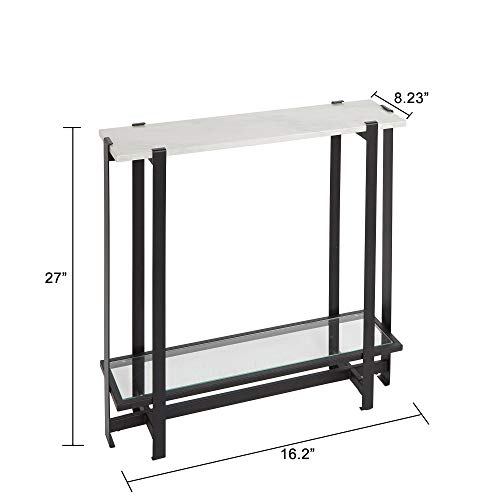 Silverwood Console Table, 8.38 L x 30.16 W x 30.16 H in, Faux Marble and Black