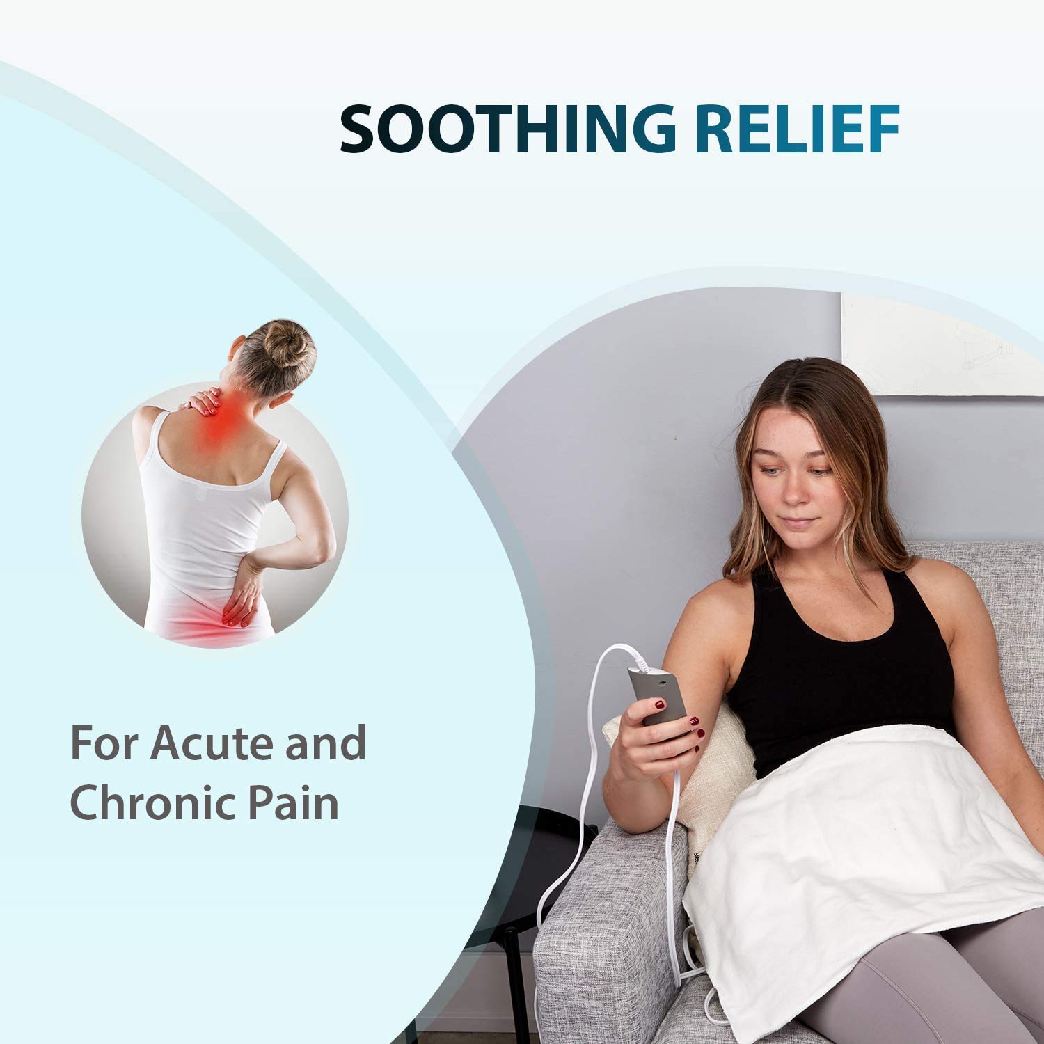 Extra Large Moist Heating Pad with Auto Shut Off for Cramps and Back Pain by ThermoRelief - Extra Hot Medical Grade Digital Electric Pad – King Size (26" x 14") Ivory
