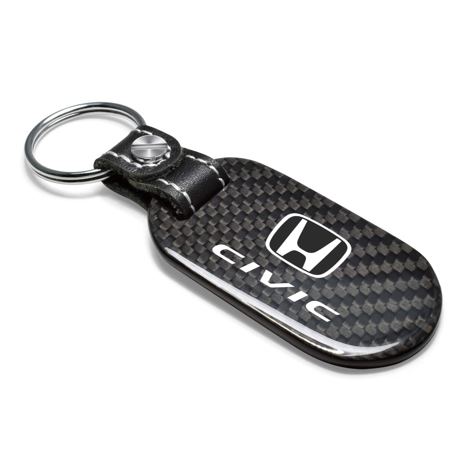 iPick Image Made for Honda Civic 100% Real Black Carbon Fiber Tag Style Key Chain