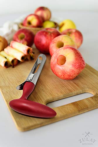Zulay Premium Apple Corer - Easy to Use Durable Apple Corer Remover for Pears, Bell Peppers, Fuji, Honeycrisp, Gala and Pink Lady Apples - Stainless Steel Best Kitchen Gadgets Cupcake Corer - Red